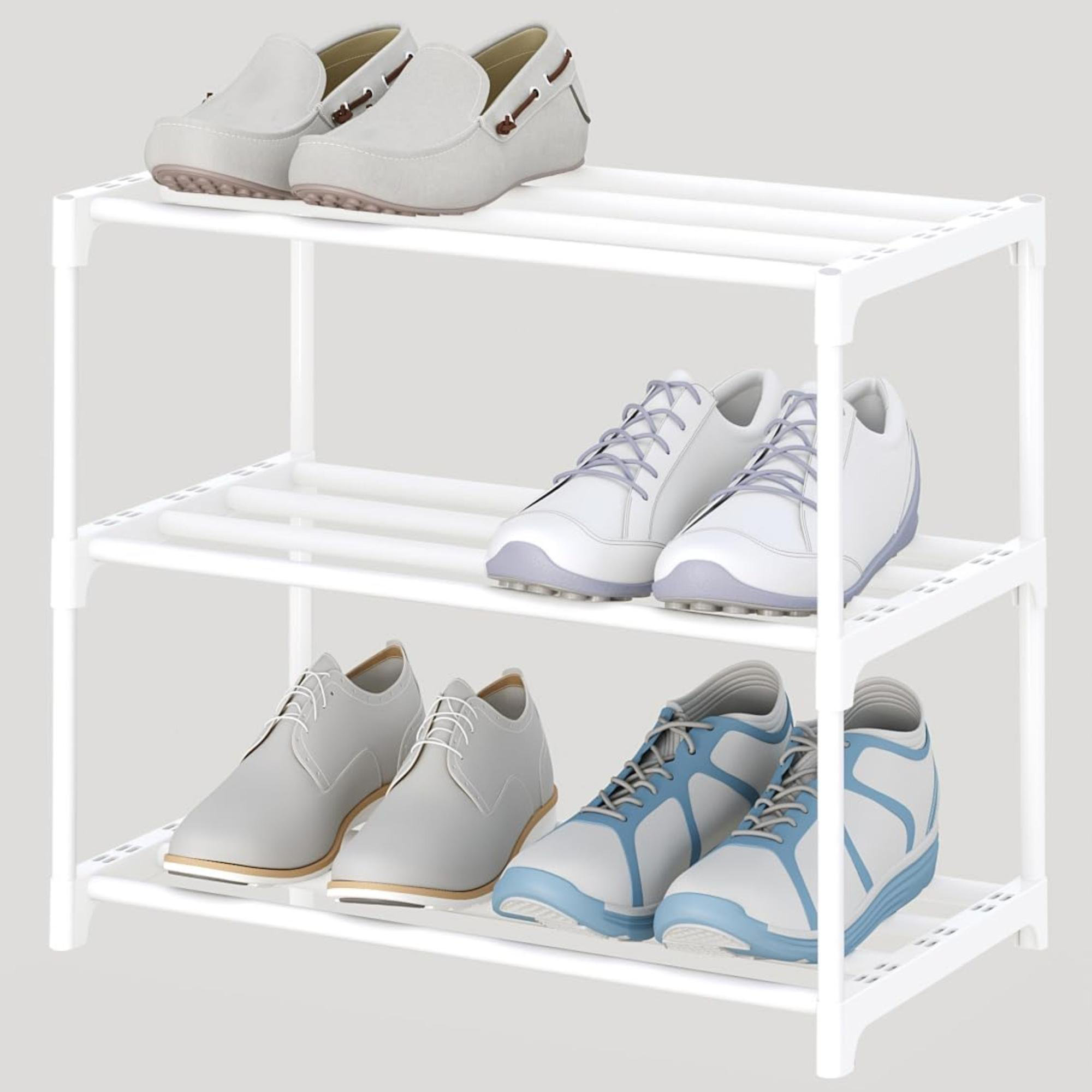 Rebrilliant 3-Tier Small Shoe Rack, Metal Stackable Kids Shoe Shelf ...
