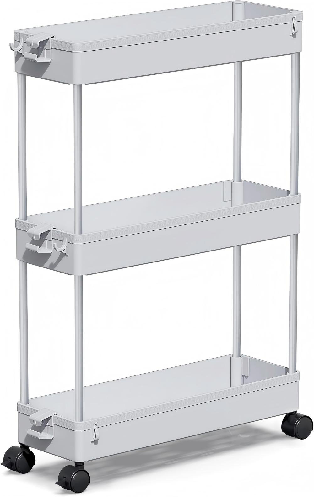 Anadea Slim Rolling Storage Cart, 3 Tier Bathroom Storage Organizer Laundry Room Utility Cart ...