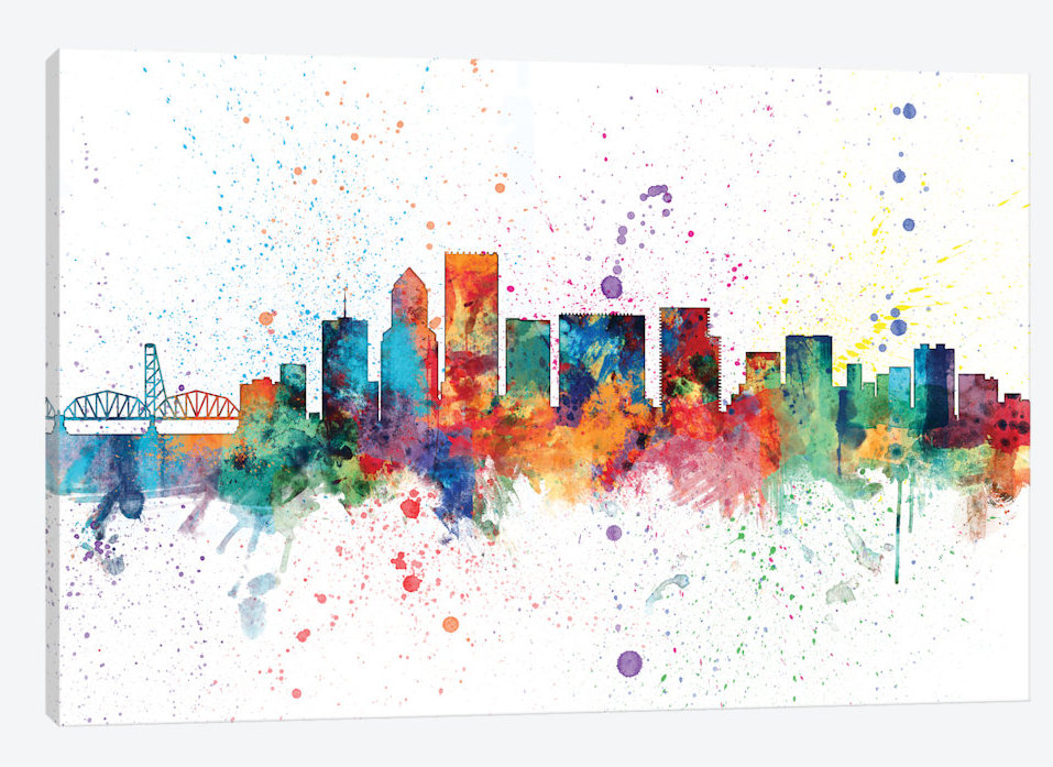 East Urban Home Rainbow Splash Skyline Series: Portland, Oregon, USA ...