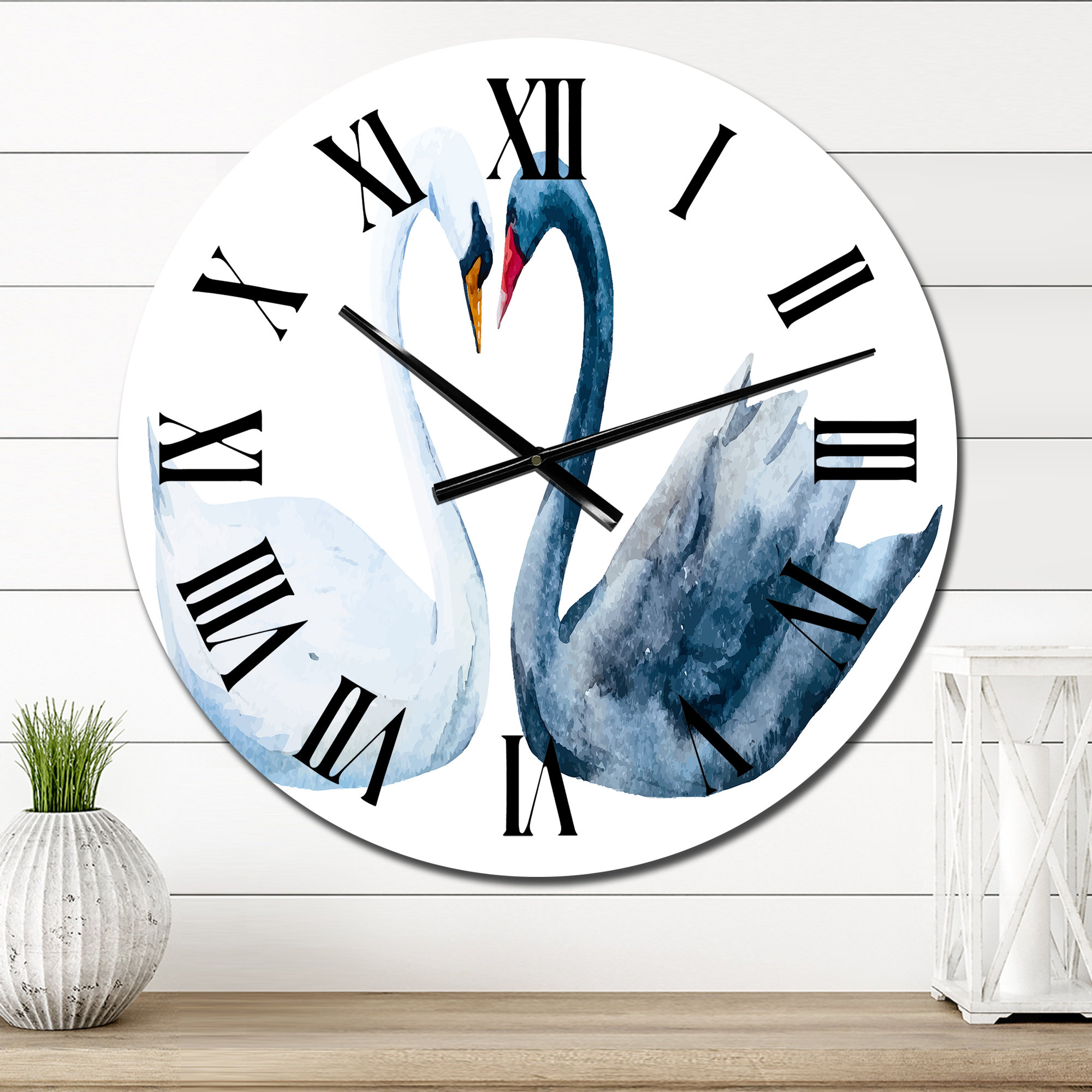 East Urban Home Black and White Heartshaped Swans - Traditional Wall ...