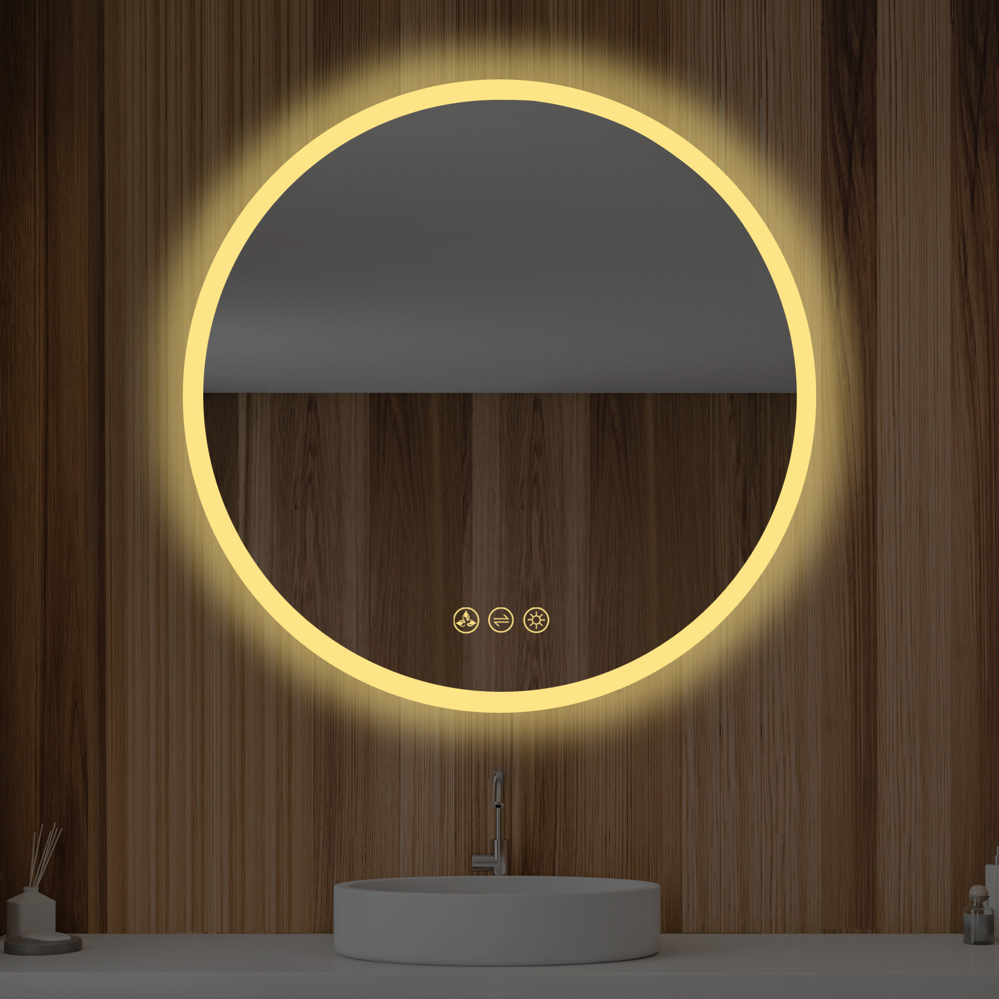 Brayden Studio® Portsmouth LED Lighted Bathroom Mirror with Defogger ...