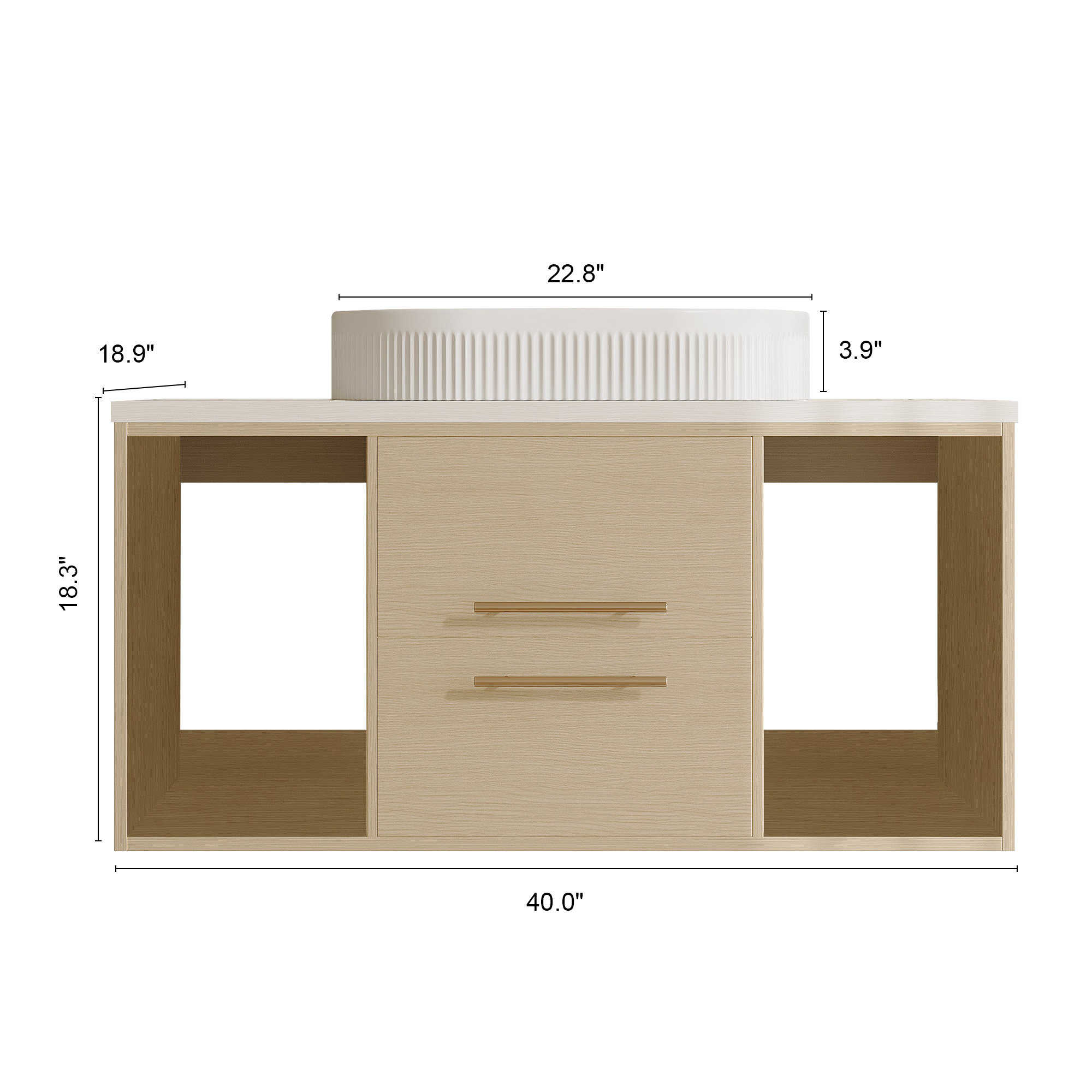 Ebern Designs 40.0" Bathroom Vanities With Ceramic Sink,Floating ...