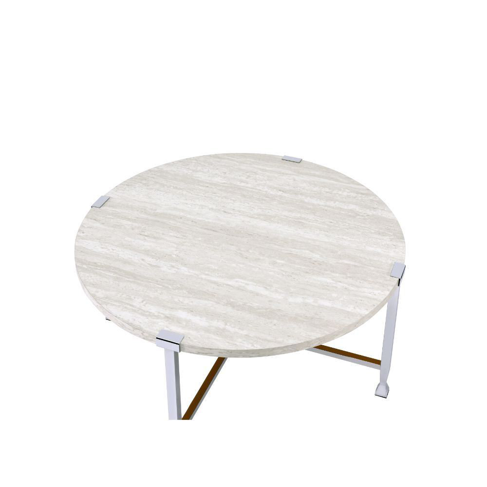 Latitude Run® Lefancy ACME Brecon Coffee Table, White Oak &Chrome 83210 ...
