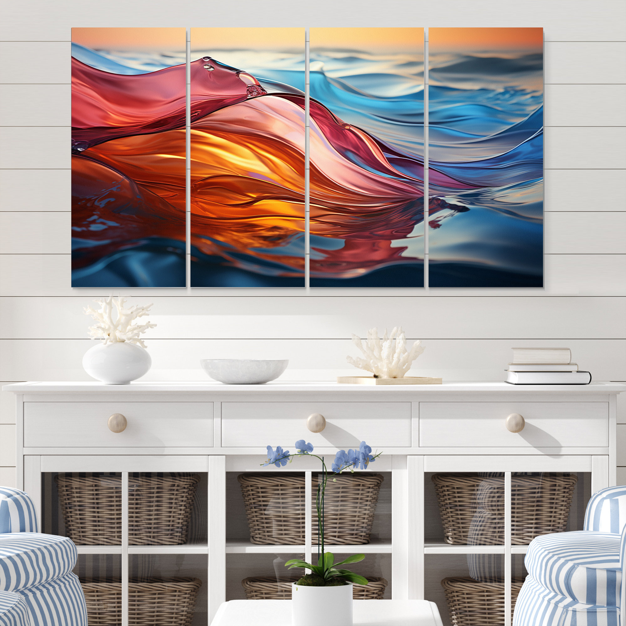 Design Art Coastal Chromatic Waterscapes I - Landscapes Canvas Print ...