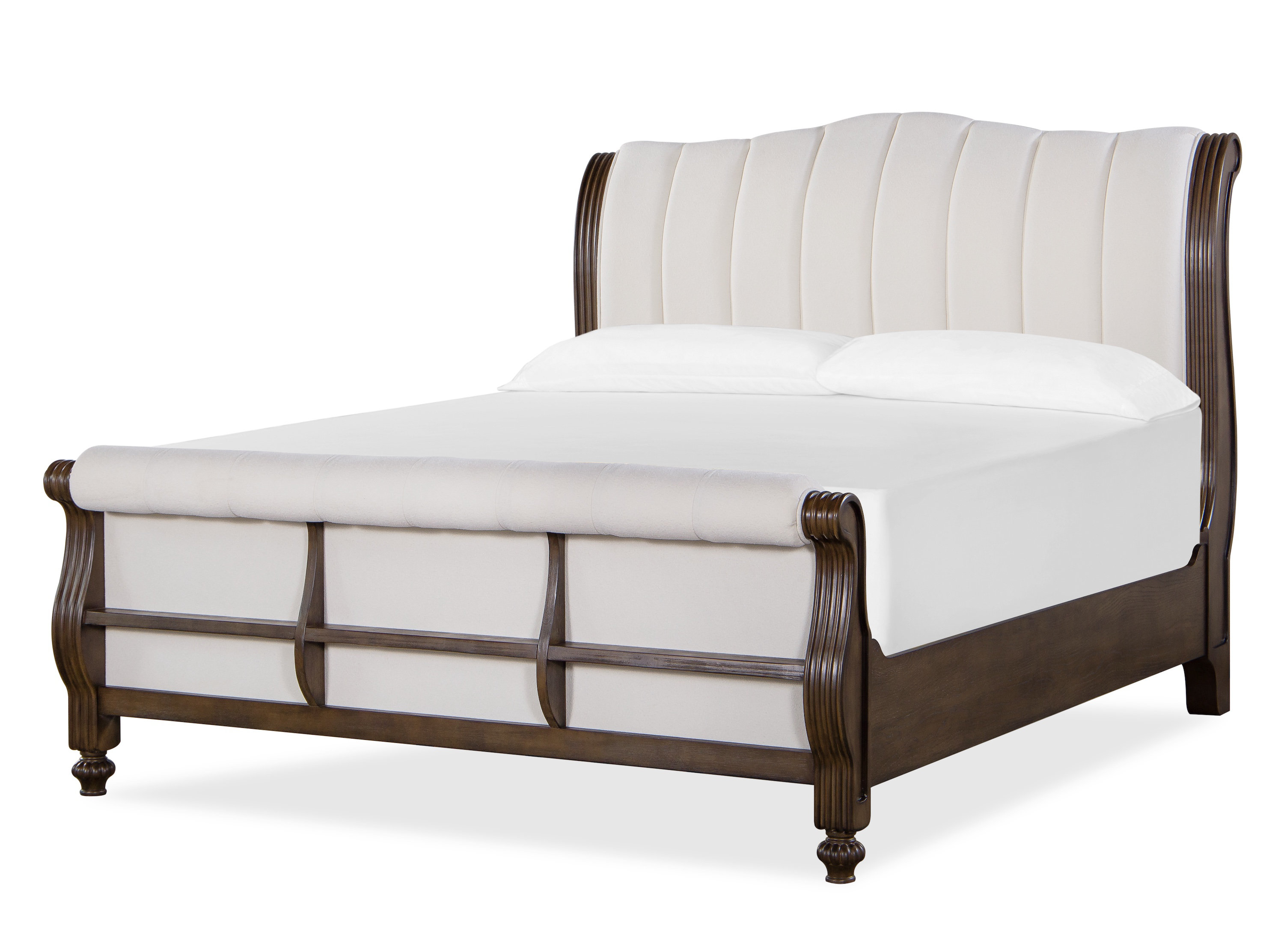 Darby Home Co Arlien Collection Cherry Brown Upholstered and Wood Bed ...