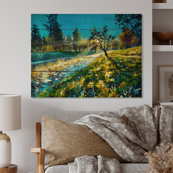 Winston Porter Sunsert On Forest Nature Painting On Wood Print ...