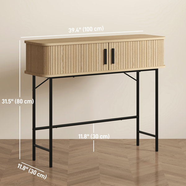 George Oliver Console étroite avec portes coulissantes en lattes ...