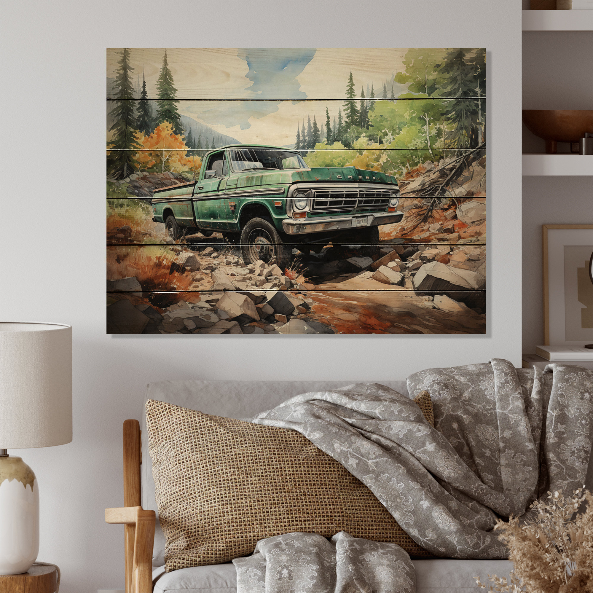 Loon Peak® Pickup Truck Offroad Adventures III On Wood Print | Wayfair