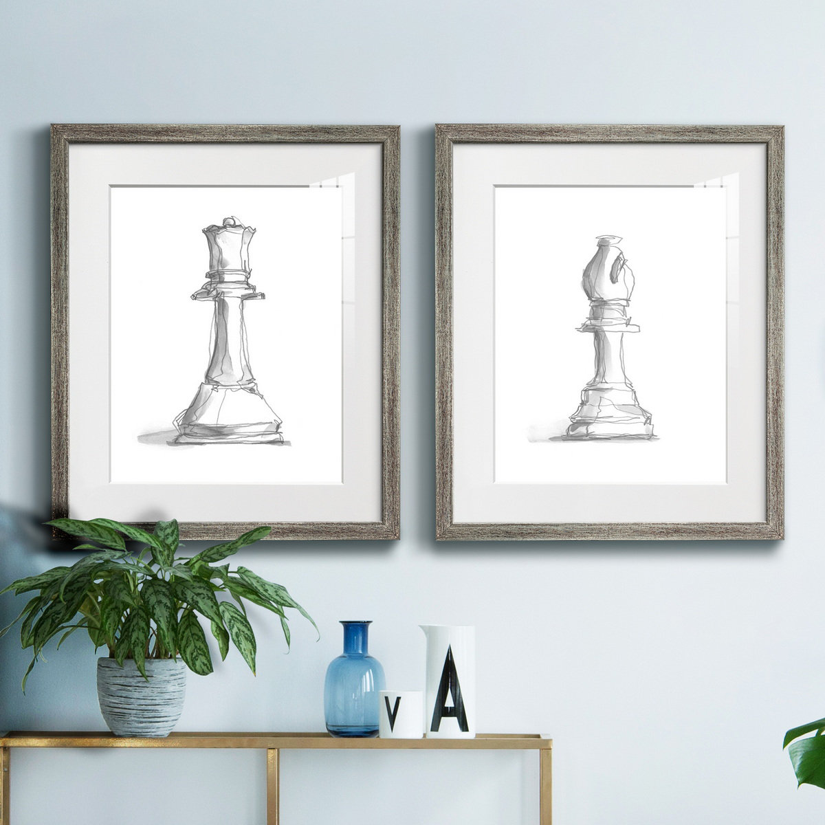 Red Barrel Studio® Chess Piece Study III - 2 Piece Picture Frame Print ...