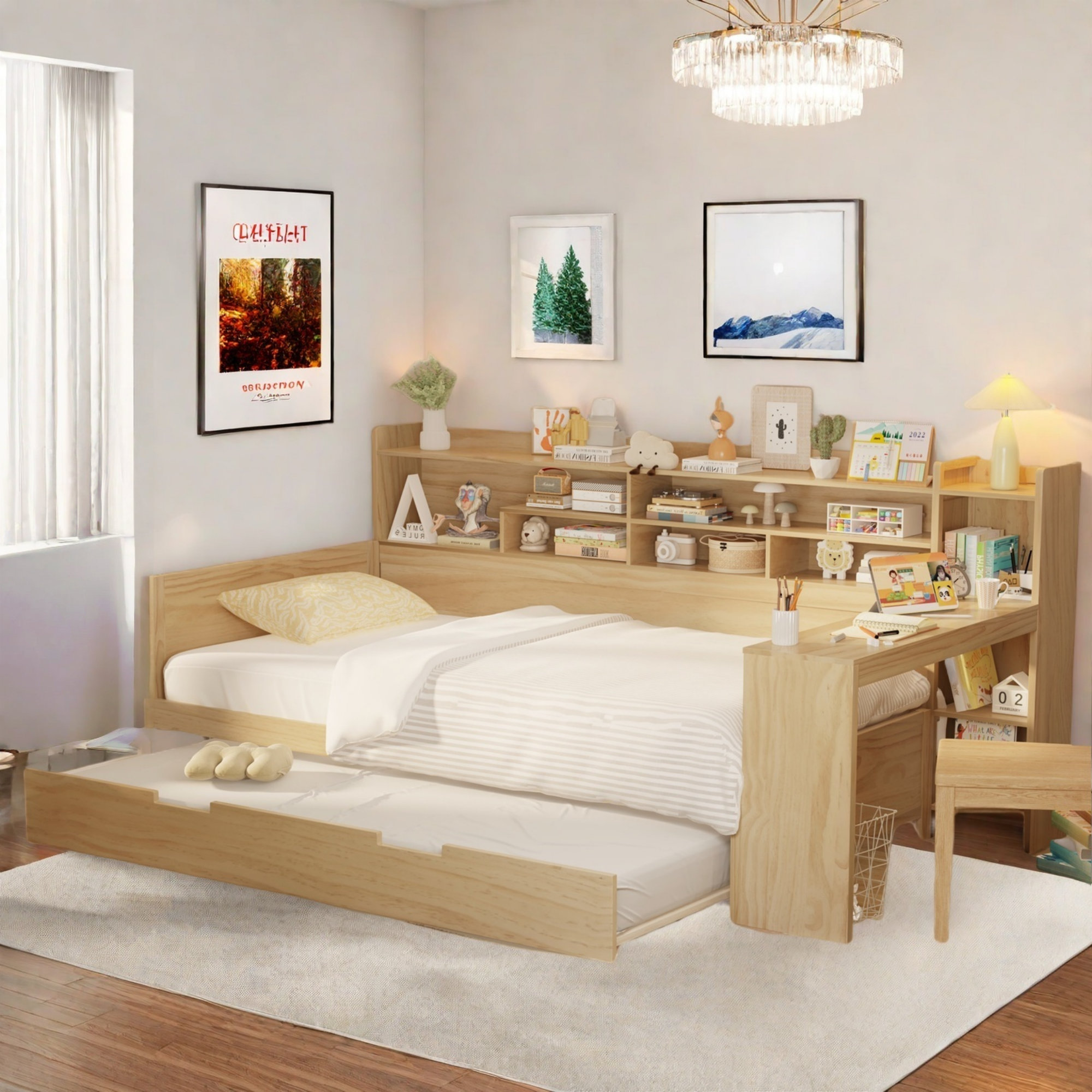 Red Barrel Studio® Multifunctional Wooden Daybed With Storage Shelves ...