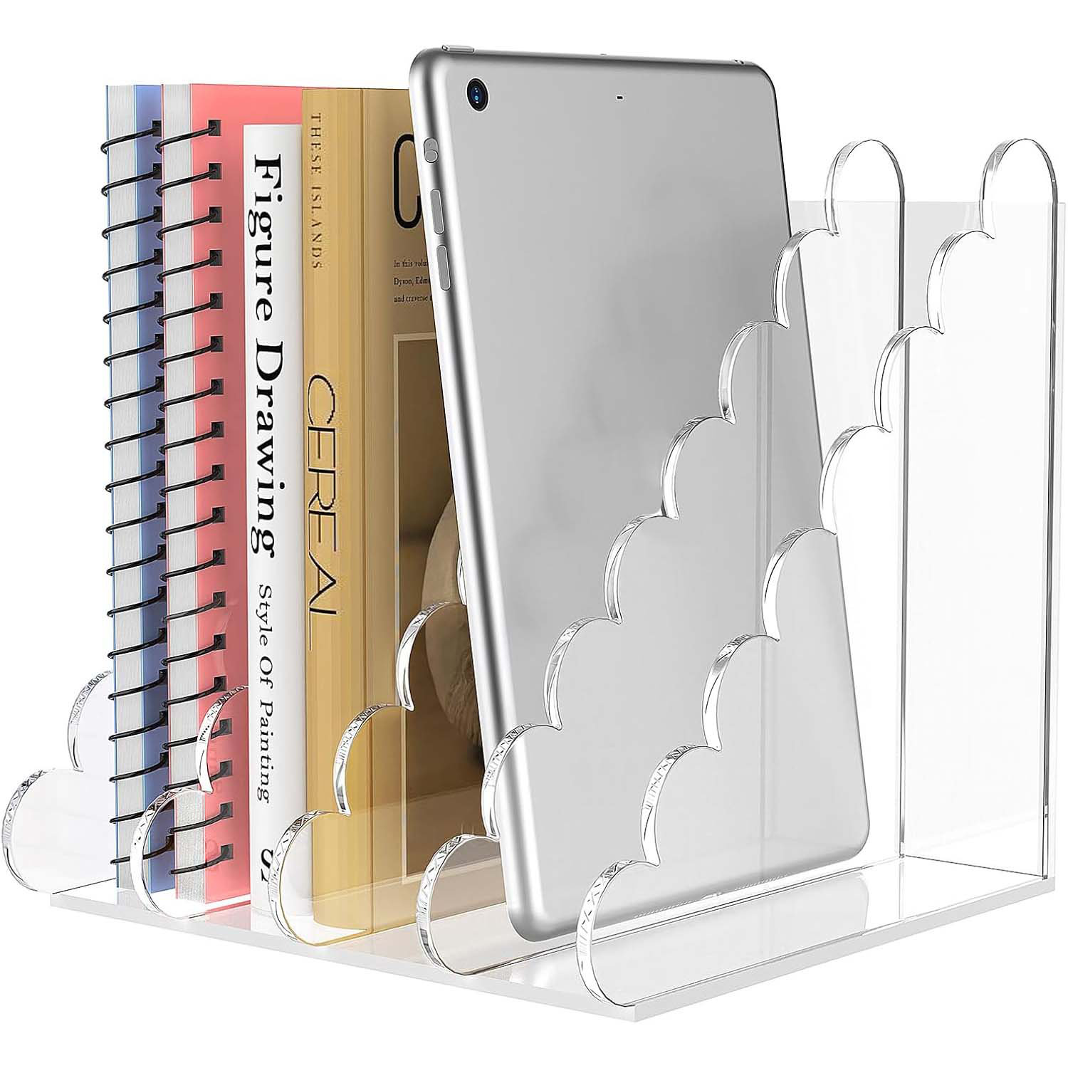 Ivy Bronx Acrylic Magazine File Holder – Clear Desk Organizer With 4 ...