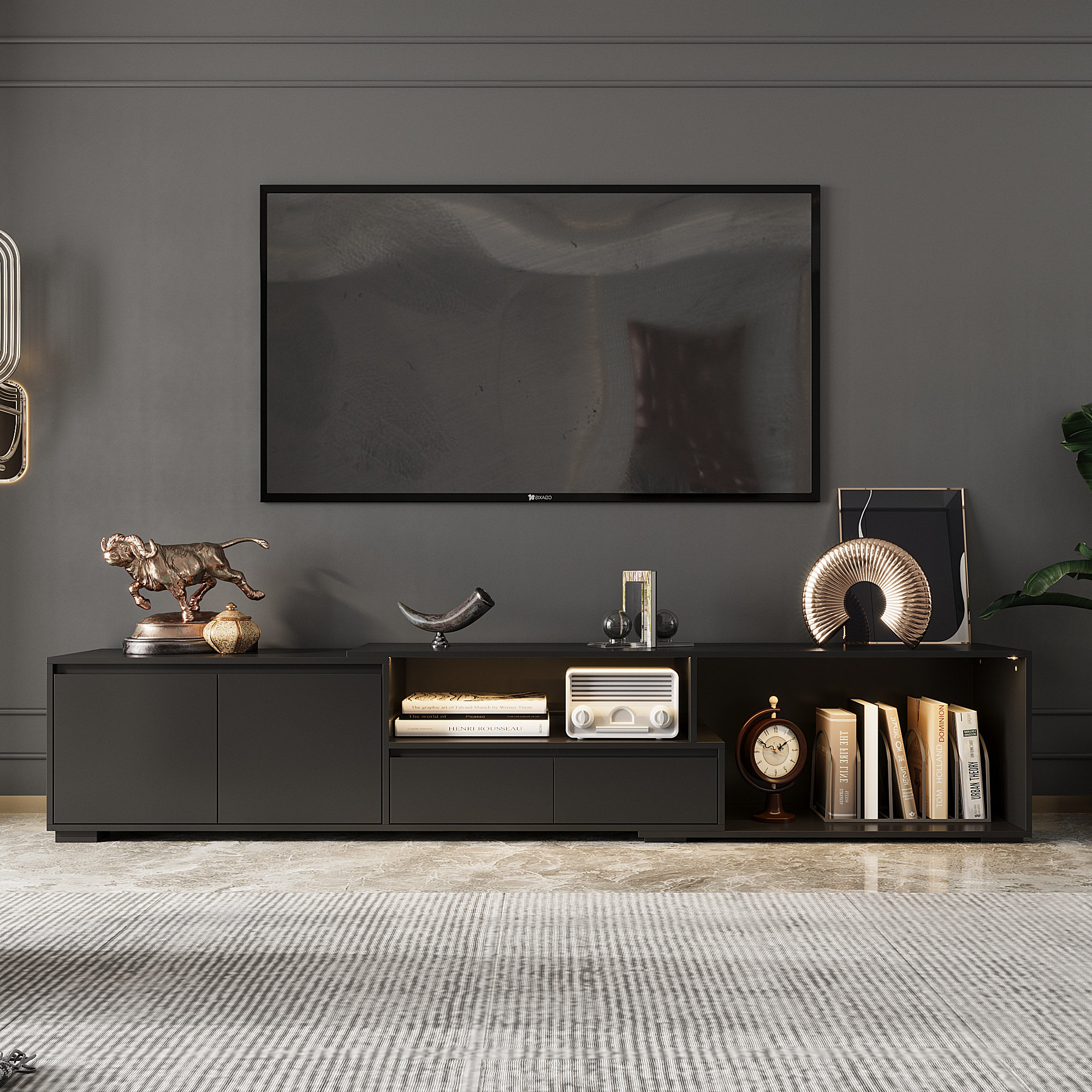 Latitude Run® Modern Extendable Tv Stand With Adjustable Length And Led ...