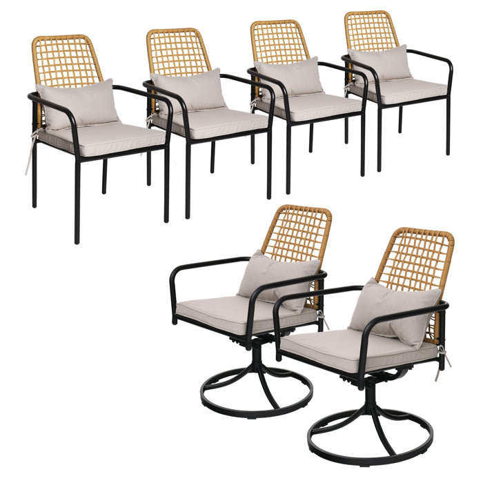 Bayou Breeze Outdoor Dining Chair Set (2 Swivel Chairs + 4 Dining ...