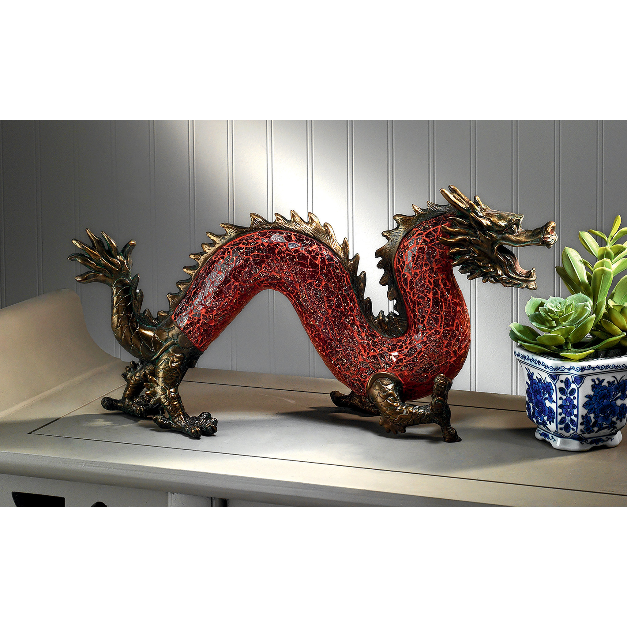 Design Toscano Dragon Dance of Light Illuminated Statue & Reviews | Wayfair