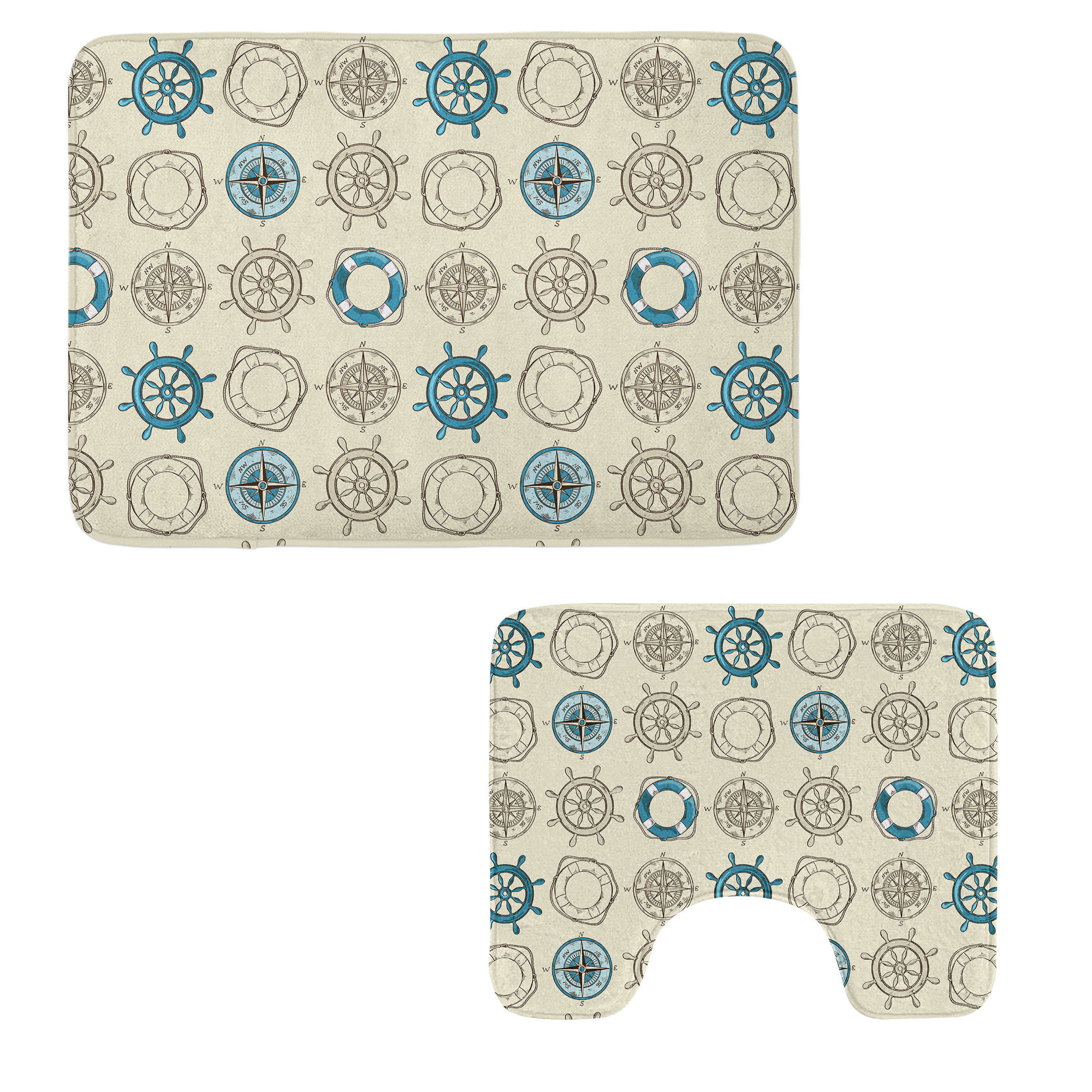 East Urban Home Compass Bathroom Rug Set 2 Pieces Rectangle & Contour ...