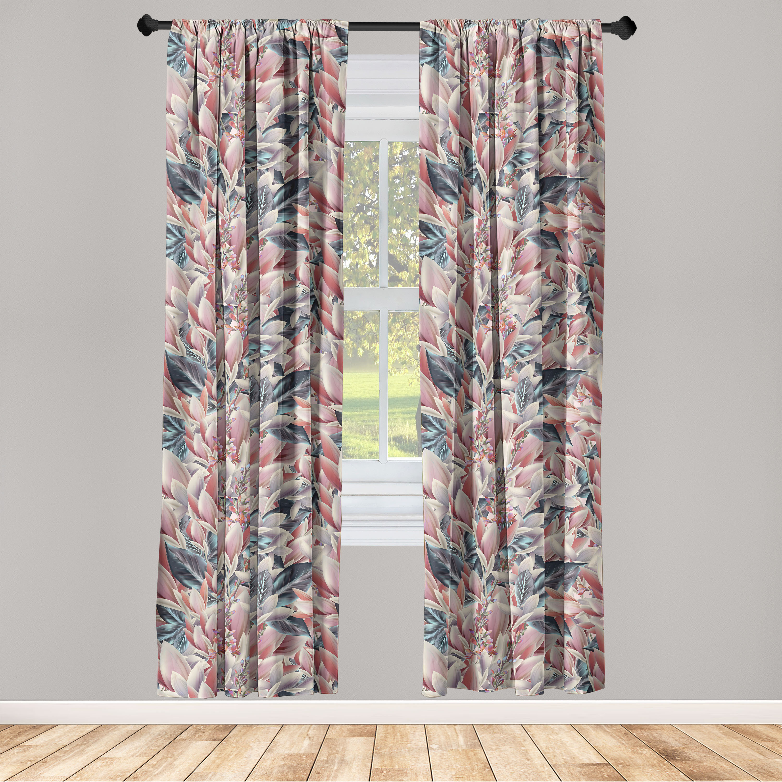 East Urban Home Vintage Curtains Overlapped Field Flowers Pair of Pale ...