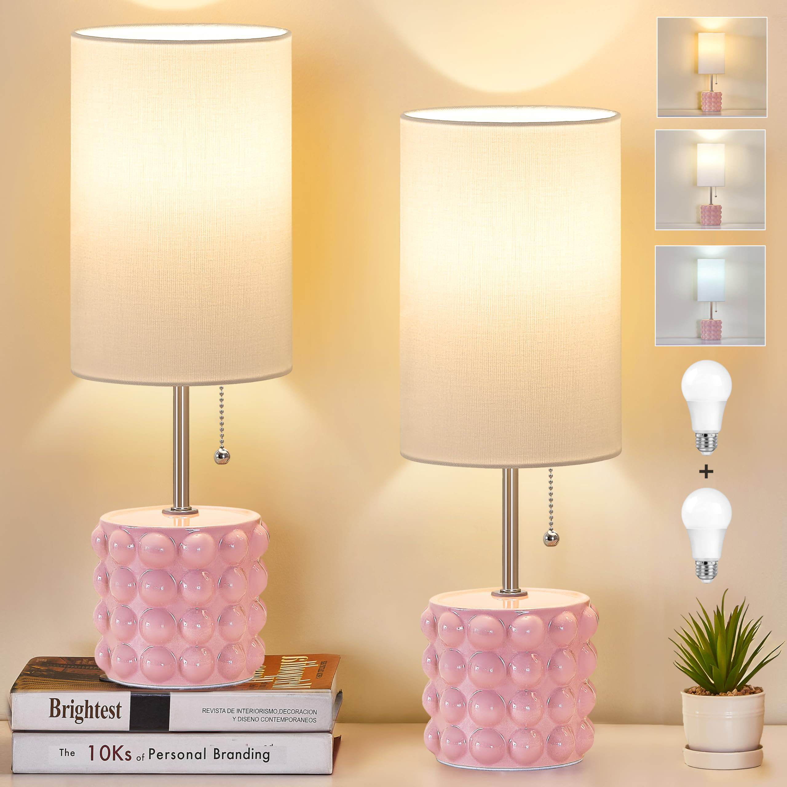 Dakota Fields Ceramic Table Lamp Set Of 2, Small Bedside Table Lamps ...