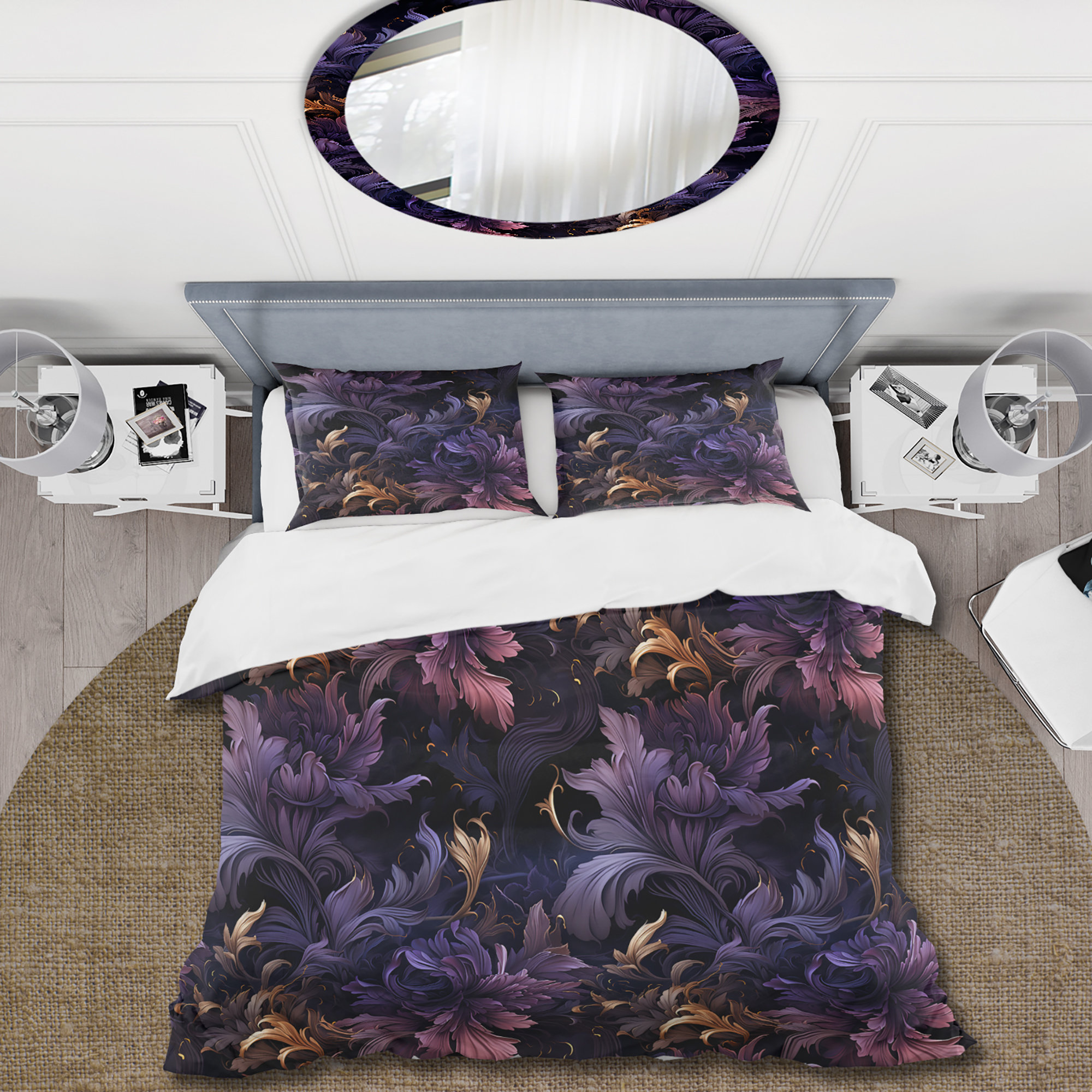 Design Art Enchanted Dusk Moody Patterns II - Floral Duvet Cover Set ...
