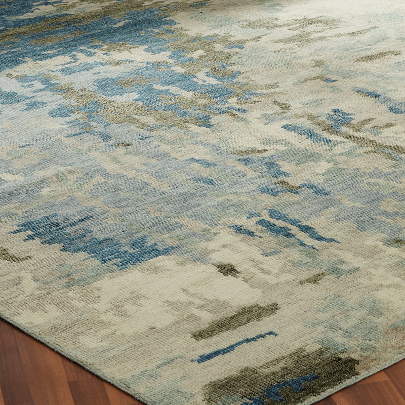 Madison Couture Rugs Channon Wool Abstract Area Rug in Blue/Brown/Gray ...