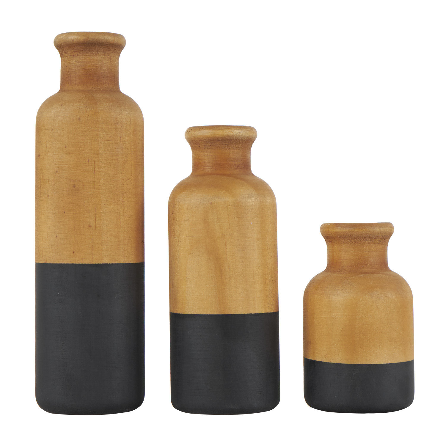 Winston Porter Holzwarth Wood Decorative Vase with Bases Set | Wayfair