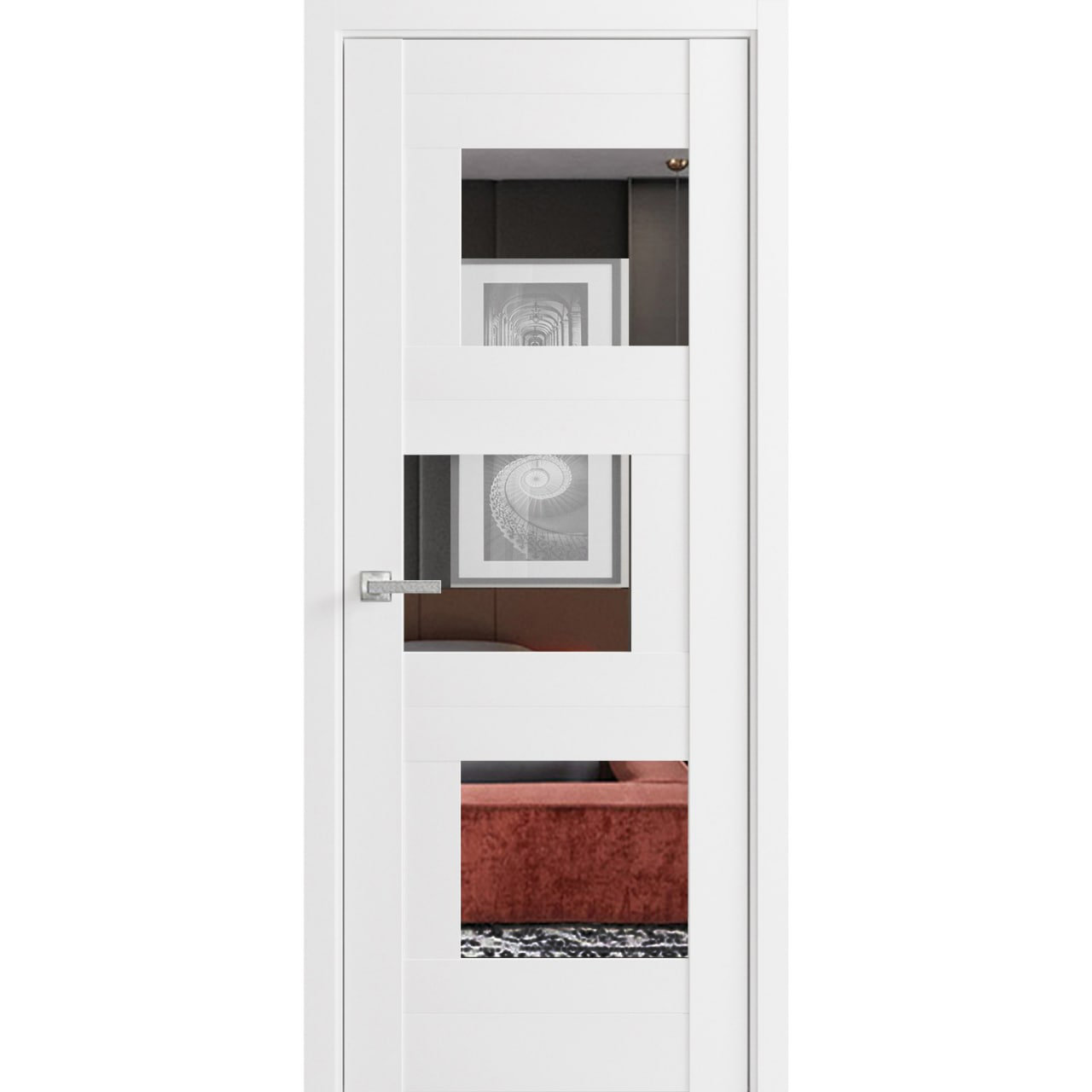 SARTODOORS Quadro Mirrored Glass Panelled Wood Solid Manufactured Wood ...