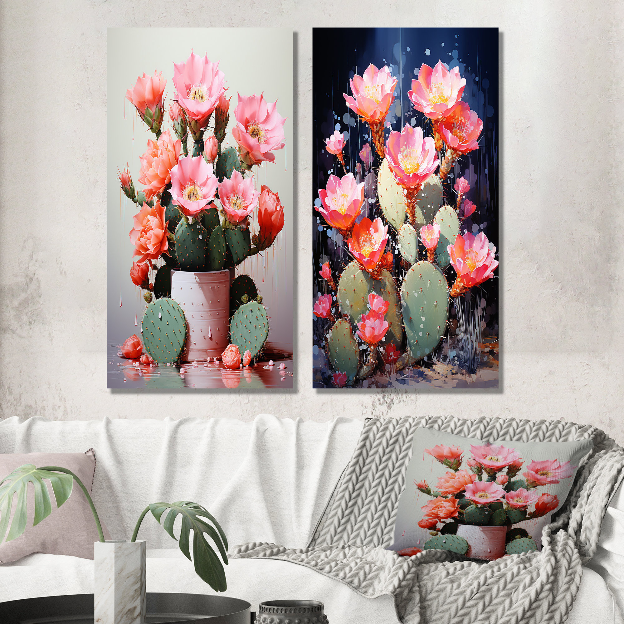 Bungalow Rose Cactus Raspberry Reserve - Cactus Canvas Prints Set Of 2 ...