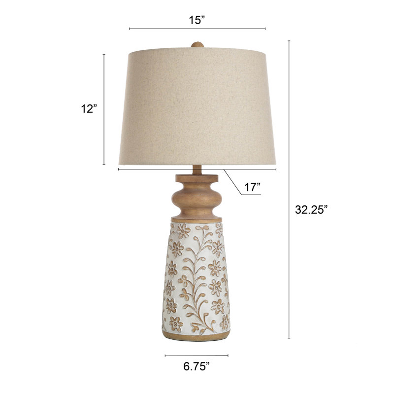 August Grove® Daltry - Traditional Table Lamp - Old Floral - Oatmeal ...
