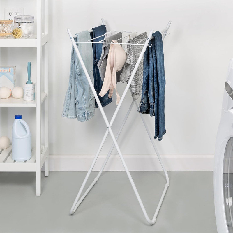 Ivy Bronx asy-Fold Collapsible Metal Drying Rack, White | Wayfair
