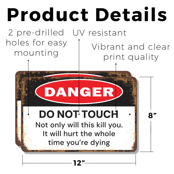 SignMission Danger Do Not Touch Kill You (2 Pack) 8 Inch x 12 Inch ...