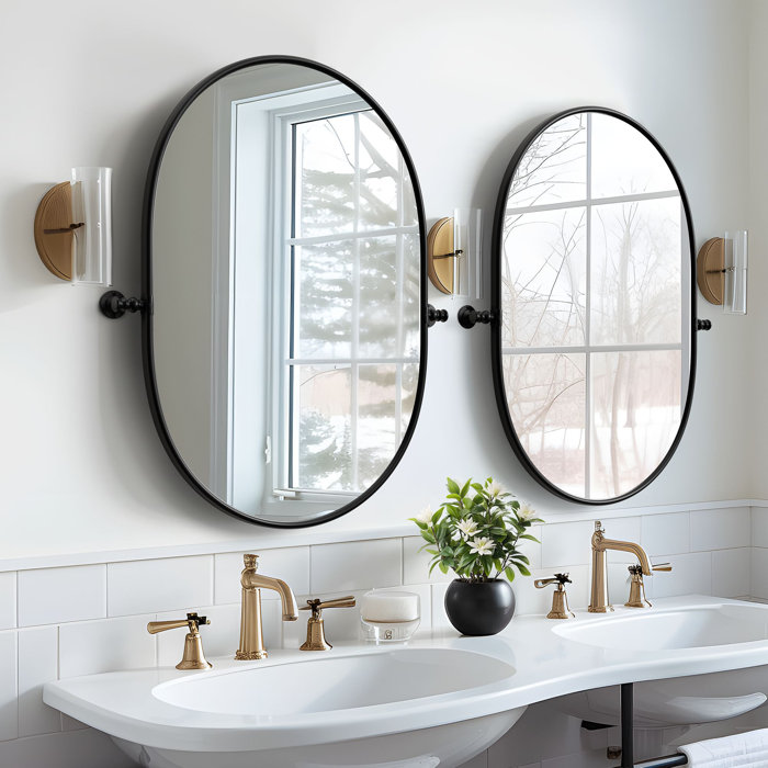Ebern Designs Metal Oval Wall Mirrors with Tilted Frame | Wayfair