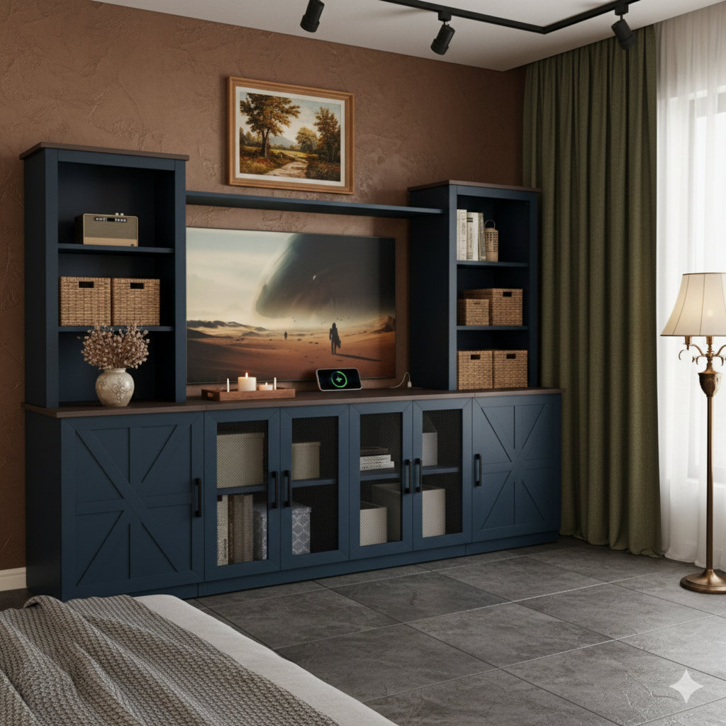 August Grove® Wall Unit Entertainment Center With Built-In Charging ...