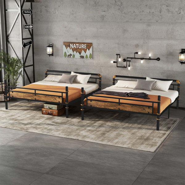 Mason & Marbles Metal Bunk Bed, Industrial Detachable Bunkbeds With ...