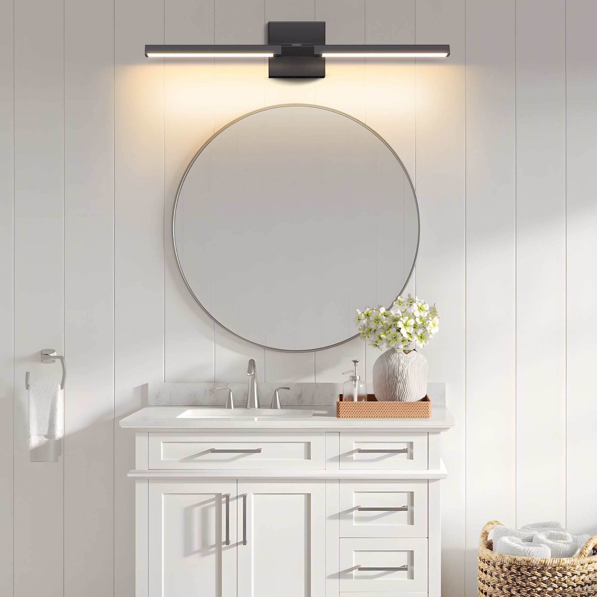 Orren Ellis 24'' Dimmable 350° Rotable Detachable 18w Bathroom Vanity ...