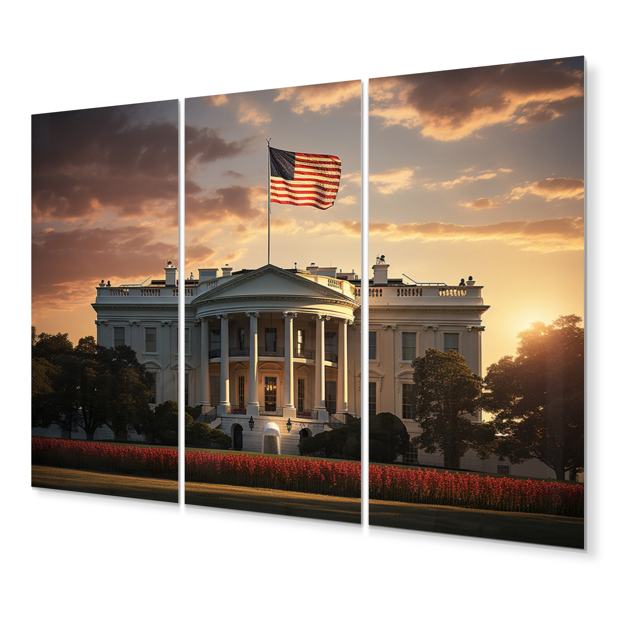 Latitude Run® USA White House Elegance Building - American Metal Wall ...