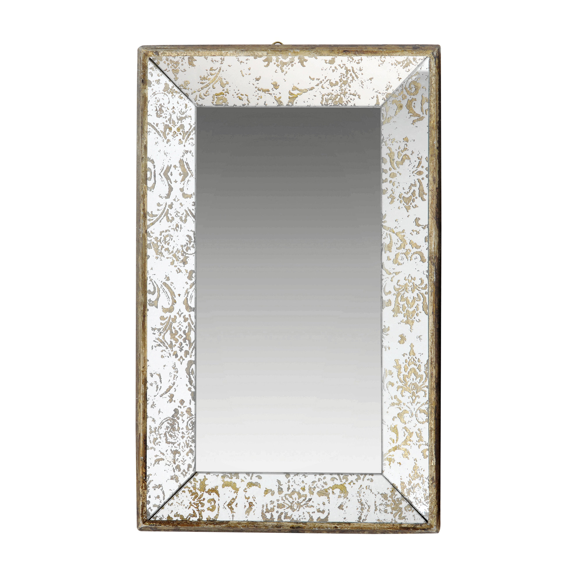 Gracie Oaks Antique Silver Rectangle Mirror With Floral Accents ...