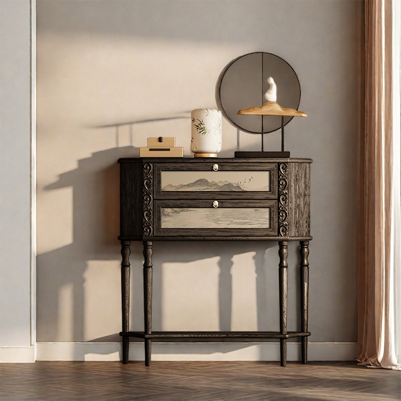 Charlton Home® Pine Frame Cabinet with Two Storage Drawers | Wayfair