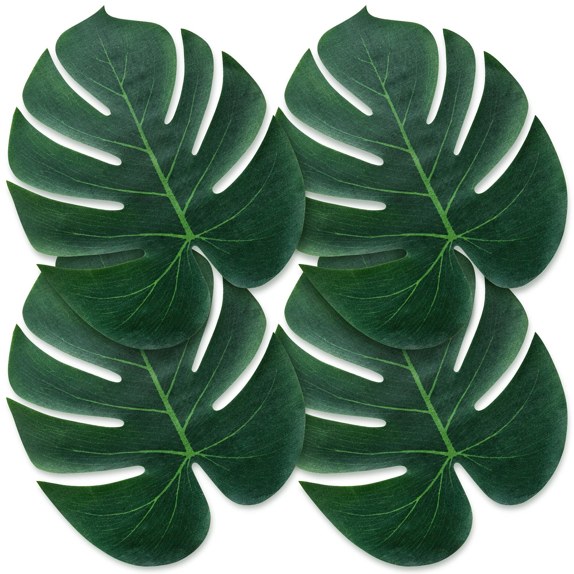 Primrue Artificial Palm Leaves,50 Pcs Big Leaf Placemat, Green Palm ...