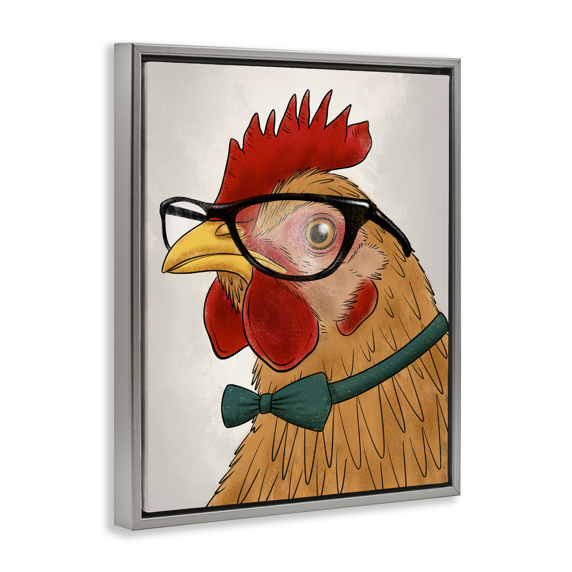 Latitude Run® Funny Hipster Rooster Floating Frame, design by Marcus ...