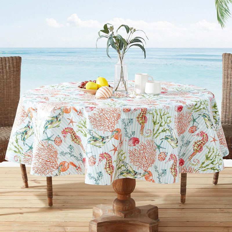 Dovecove Vinyl Round Tablecloth With Flannel Backing | Wayfair