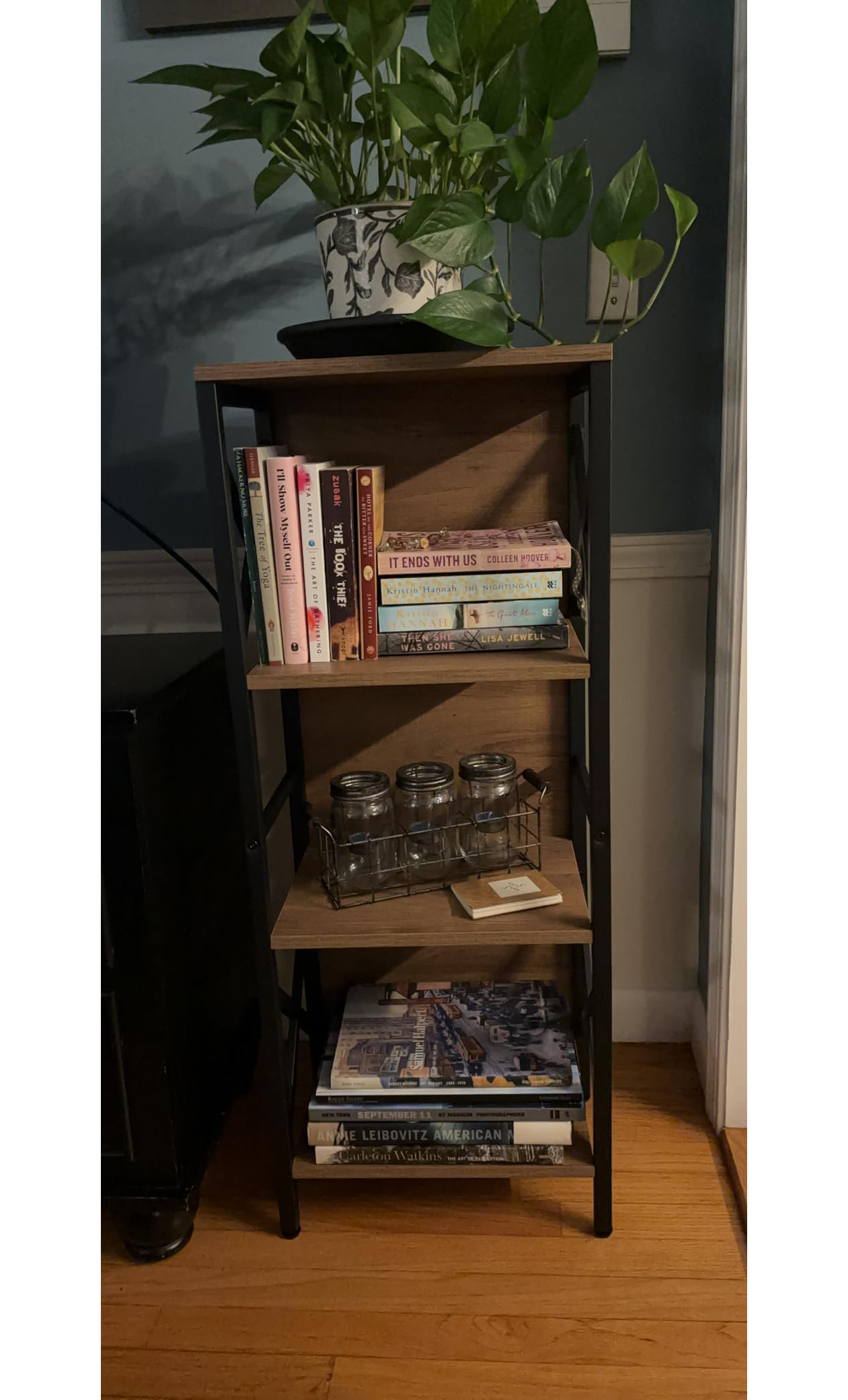 Gracie Oaks 3 Tier Industrial Short Bookshelf with Metal Frame and ...