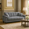 Benjara Tahira Convertible Sofa With Tapered Legs, Gray Box-Tufted ...