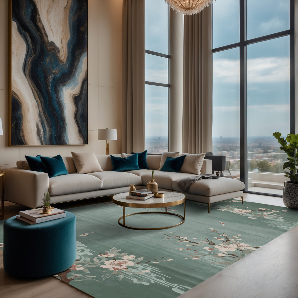 Foundry Select Machine Washable Green Area Rug | Wayfair