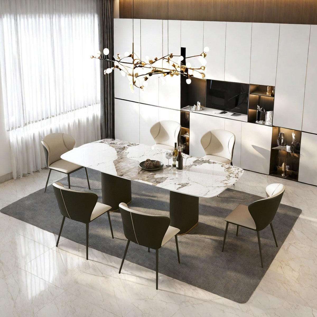 RESROS Italian Luxe Glossy Marble-Look Table | Wayfair