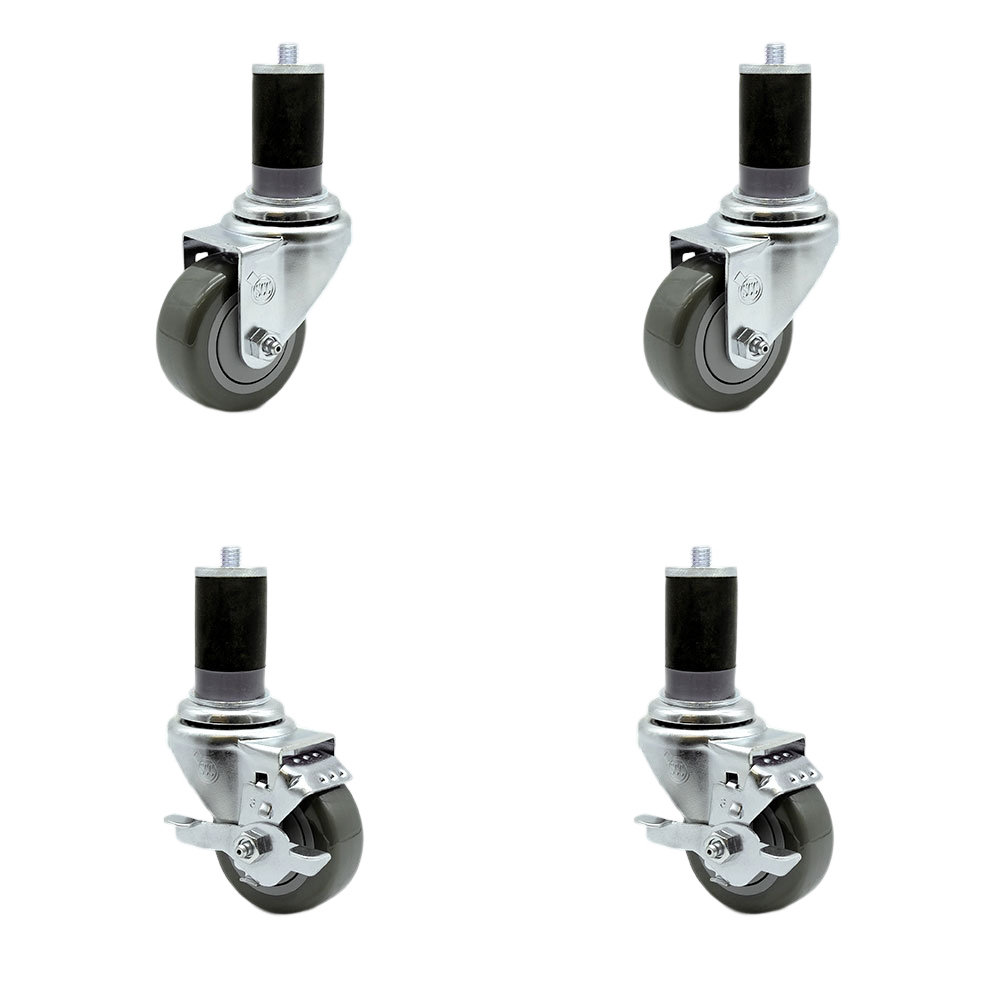 Service Caster 4 Piece Polyurethane Expanding Caster Set with 2 Brakes ...