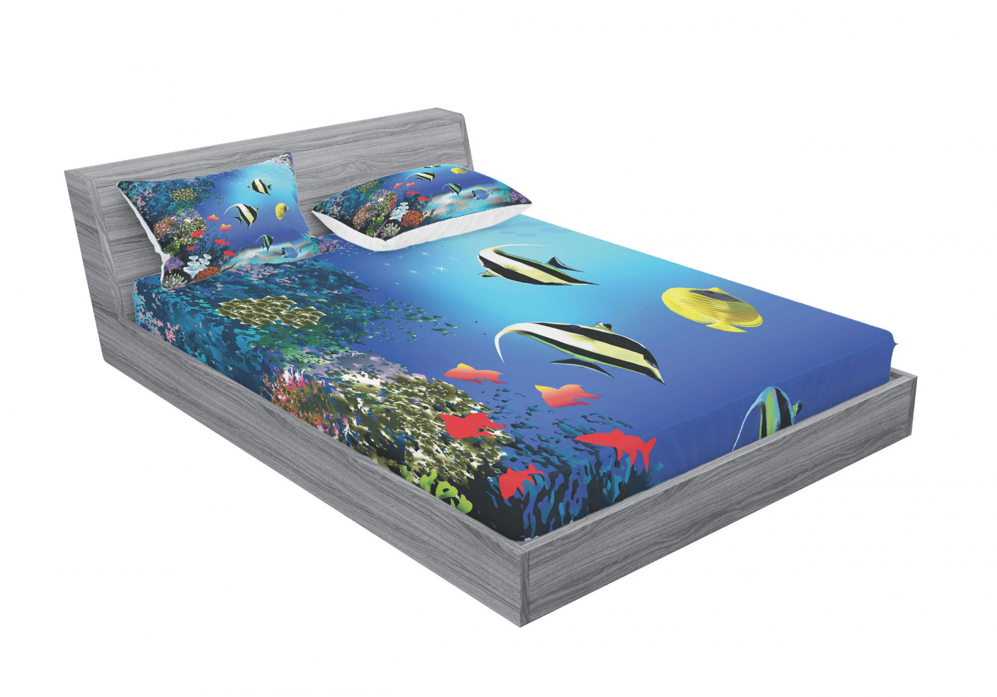 Ambesonne Underwater Tropical Undersea with Fishes Swimming in the ...