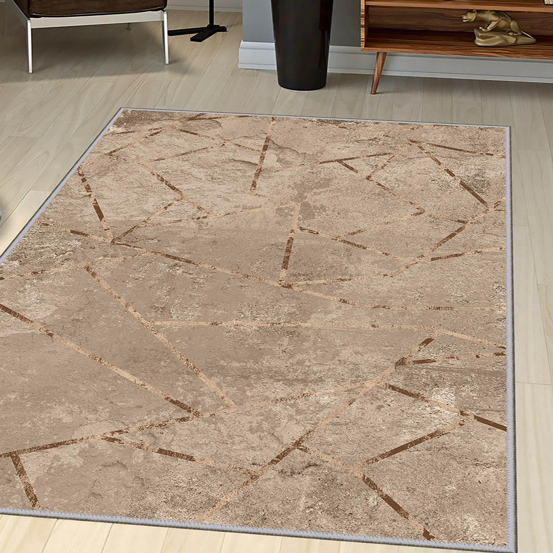 East Urban Home Brookshire Abstract Brown Area Rug | Wayfair