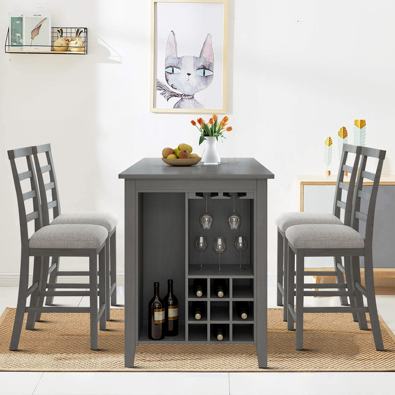 Red Barrel Studio® 5 - Piece Trestle Dining Set with Side Storage ...