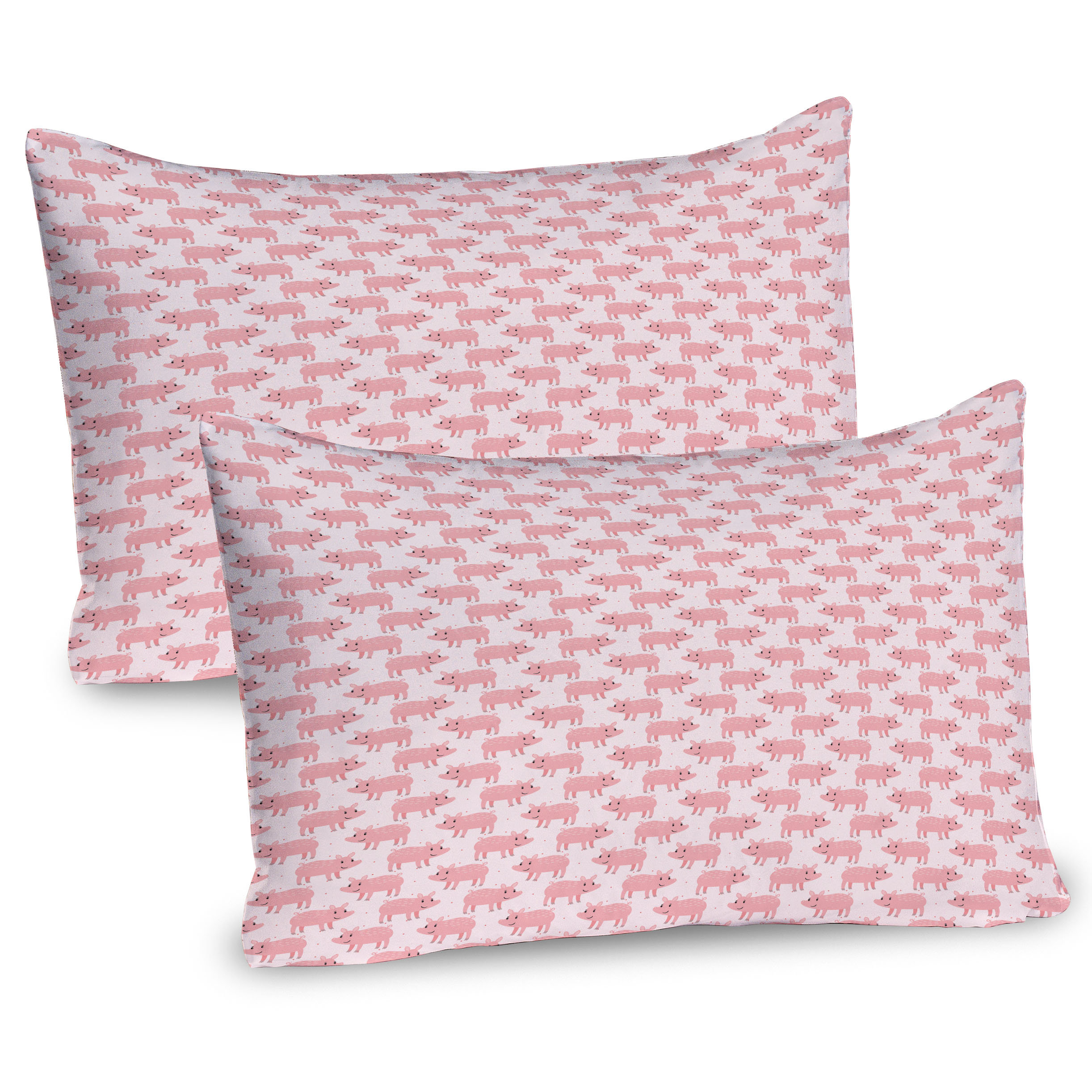 Ambesonne Pig Pillow Sham 2 Pack Funny Piglets Pastel Pattern 133143 ...