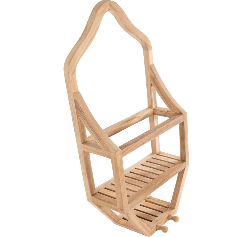 Red Barrel Studio® Nordic Teak Natural Teak Wood Hanging Shower Caddy ...