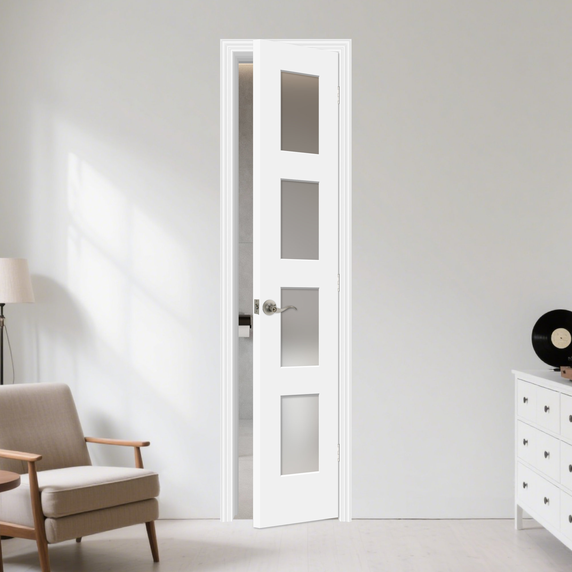 Luxdecor Pantry Door Slab 4-lite Frosted Tempered Glass Wood And ...